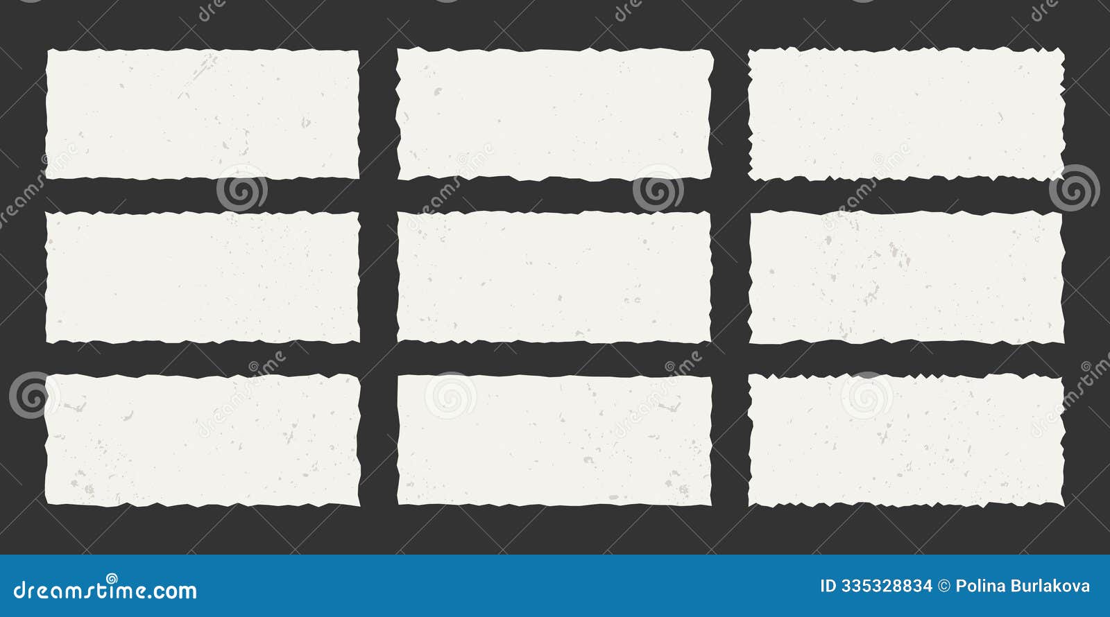 Set of Vintage Torn Rectangular Paper Sheets with Jagged Edges. Ripped ...