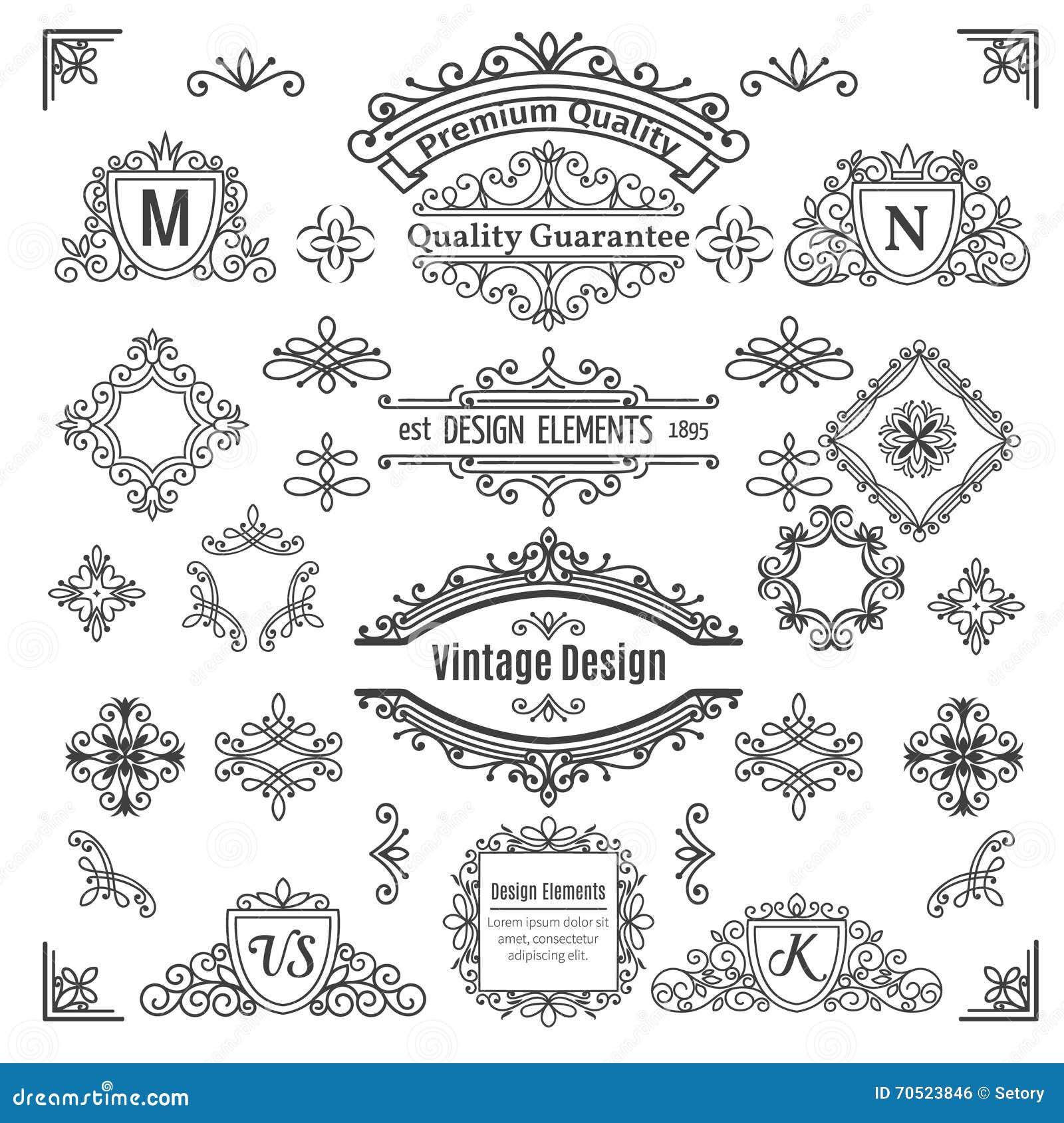 Set of Vintage Vector Line Elements Stock Vector - Illustration of ... Set of Vintage Vector Line Elements Stock Vector - Illustration of ...
