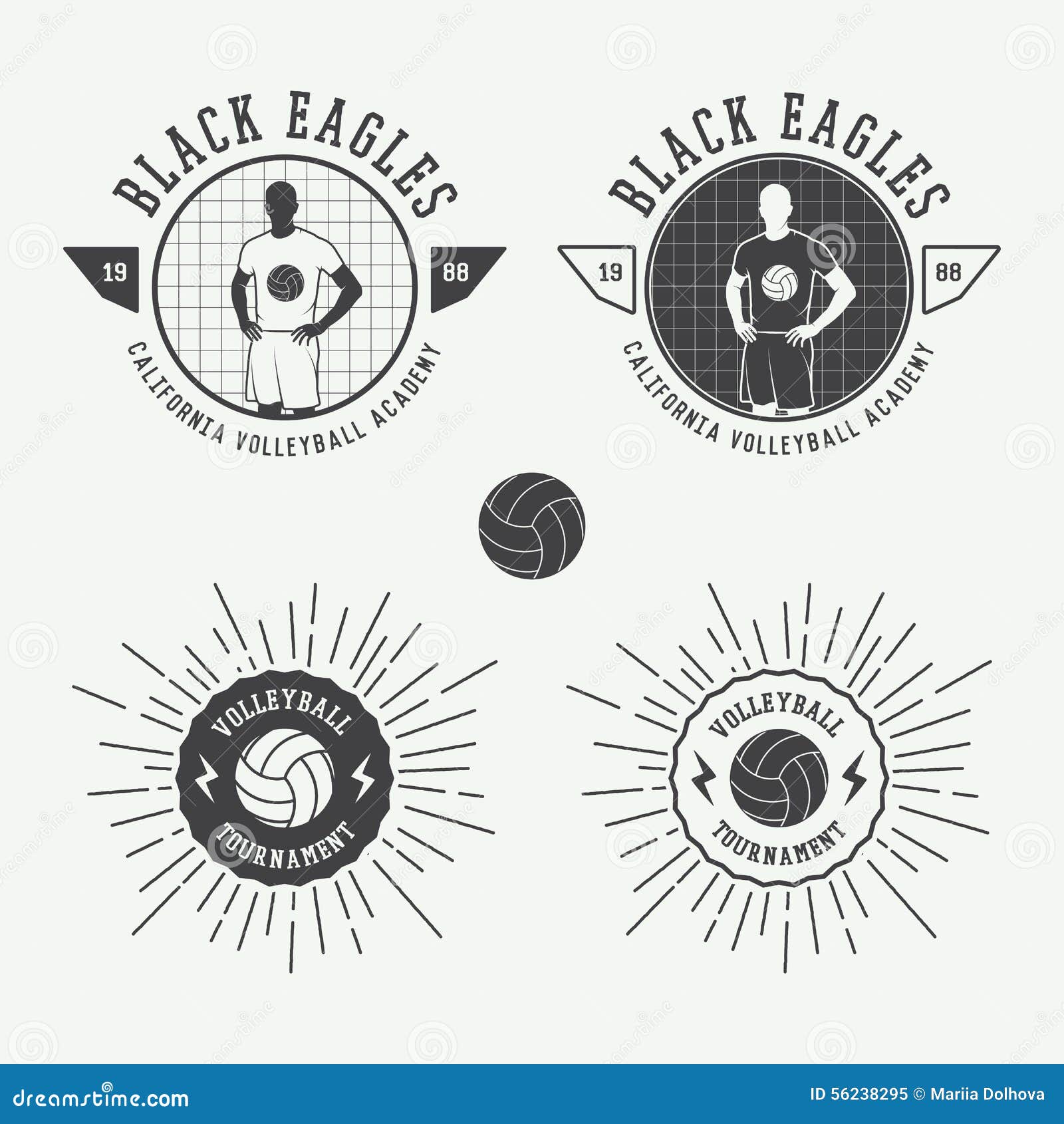 Set of Vintage Volleyball Labels, Emblems and Logo. Stock Vector ...