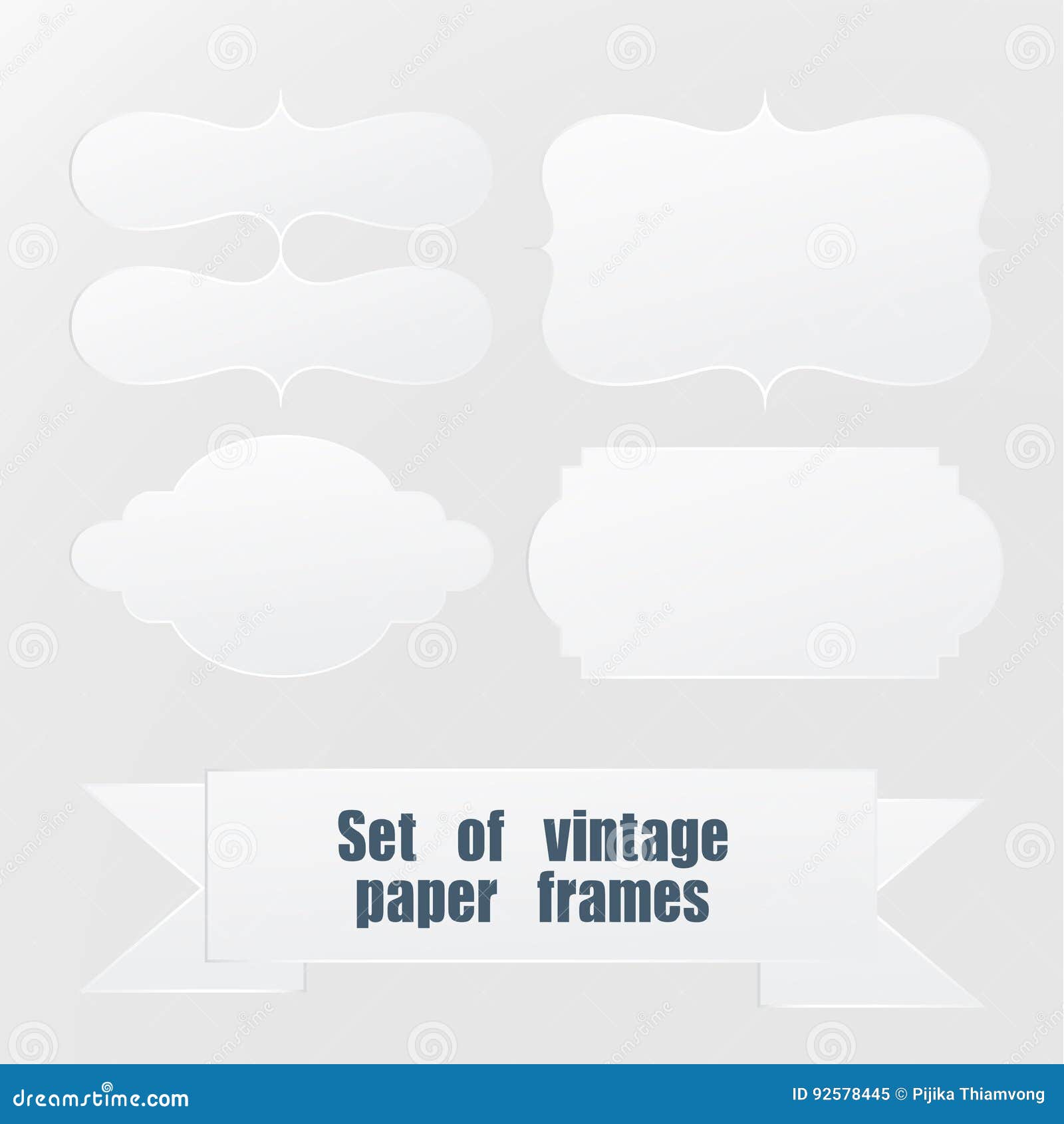Set of Vintage White Paper Frames Stock Vector - Illustration of ...