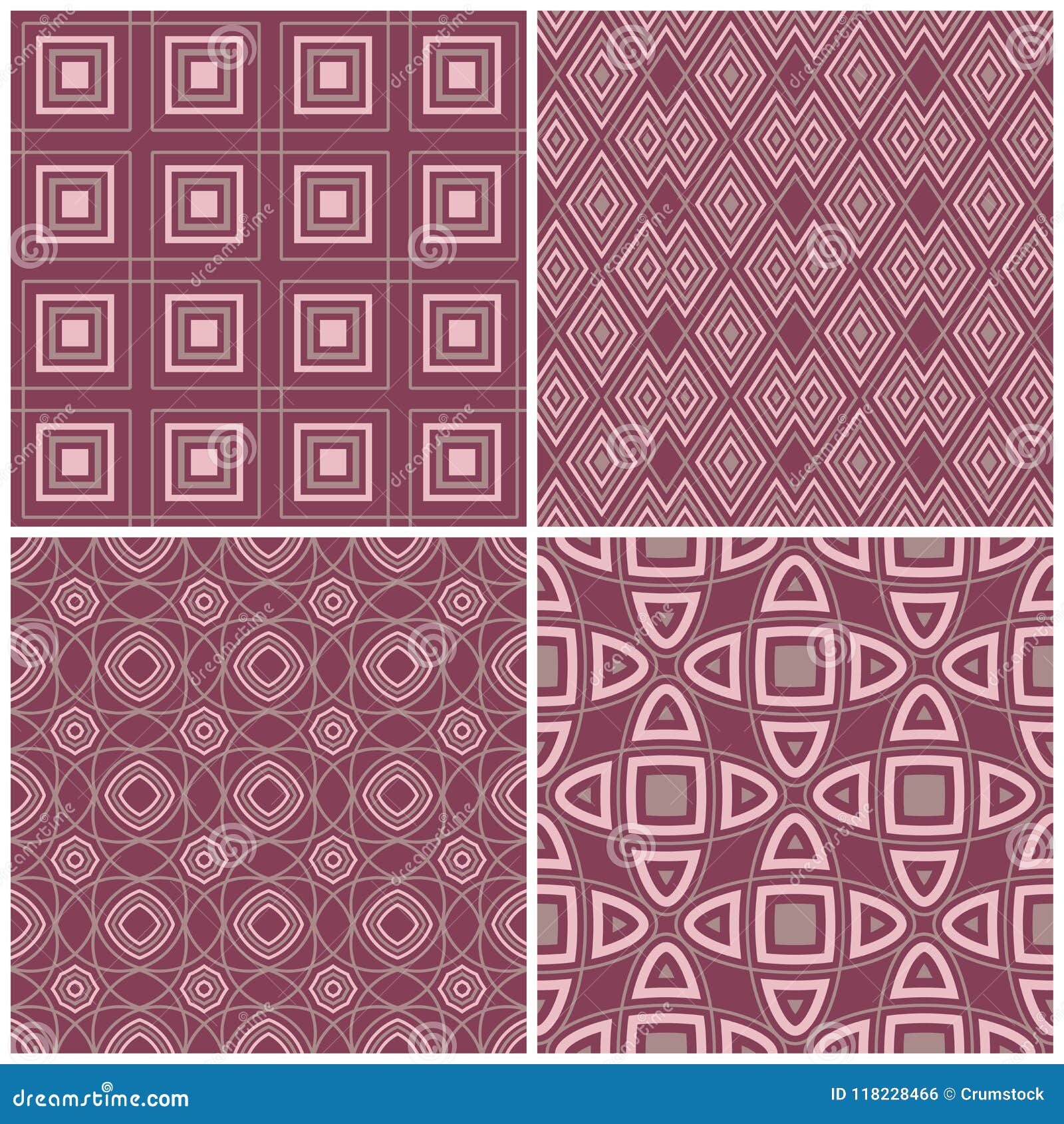Set of Violet Seamless Backgrounds with Geometric Patterns Stock Vector ...