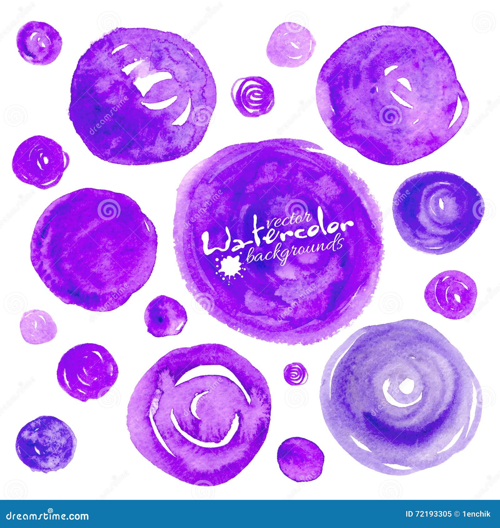 Set of Violet Vector Watercolor Circles Stock Vector - Illustration of ...