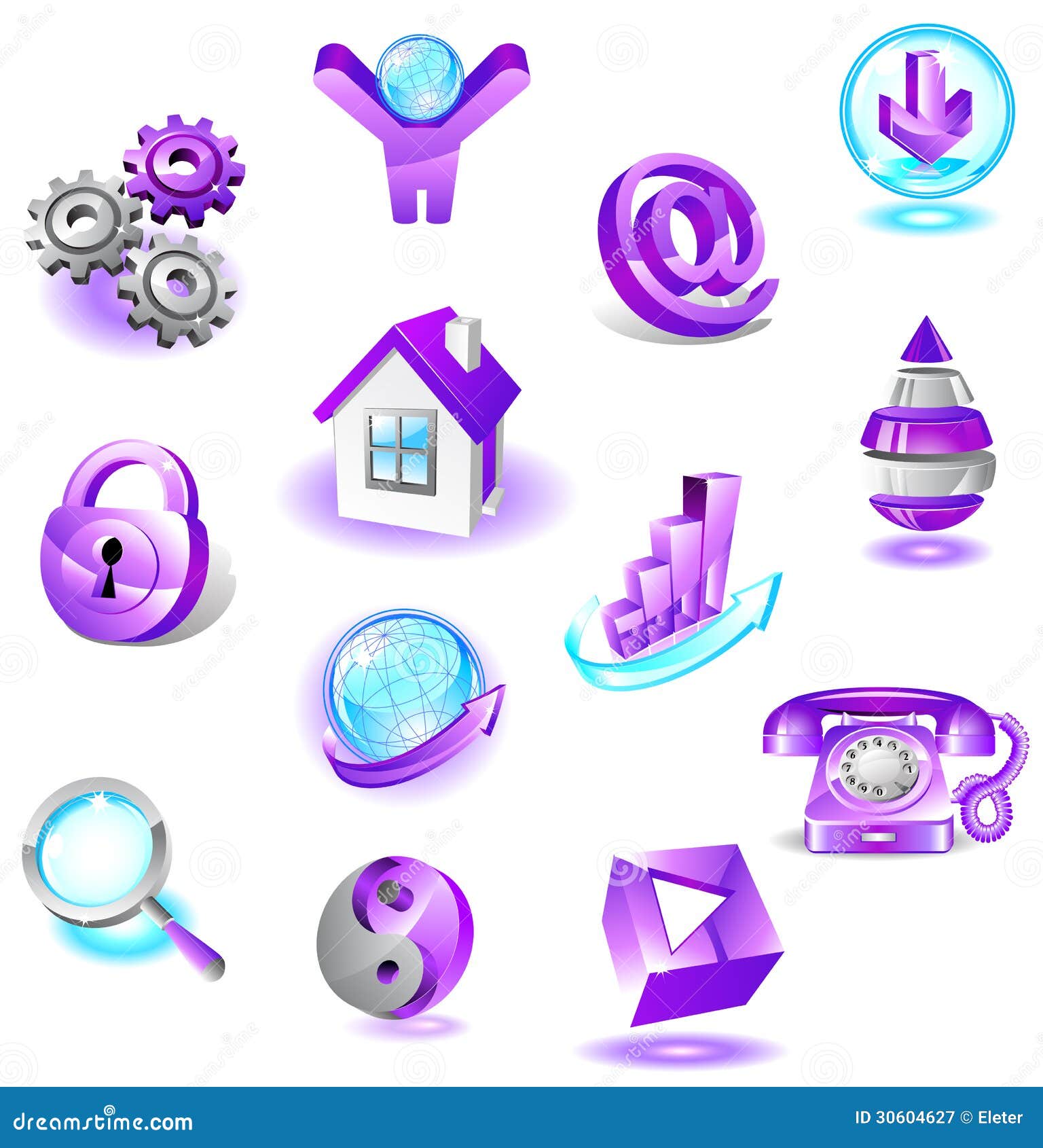 Set of violet web icons stock vector. Illustration of home - 30604627