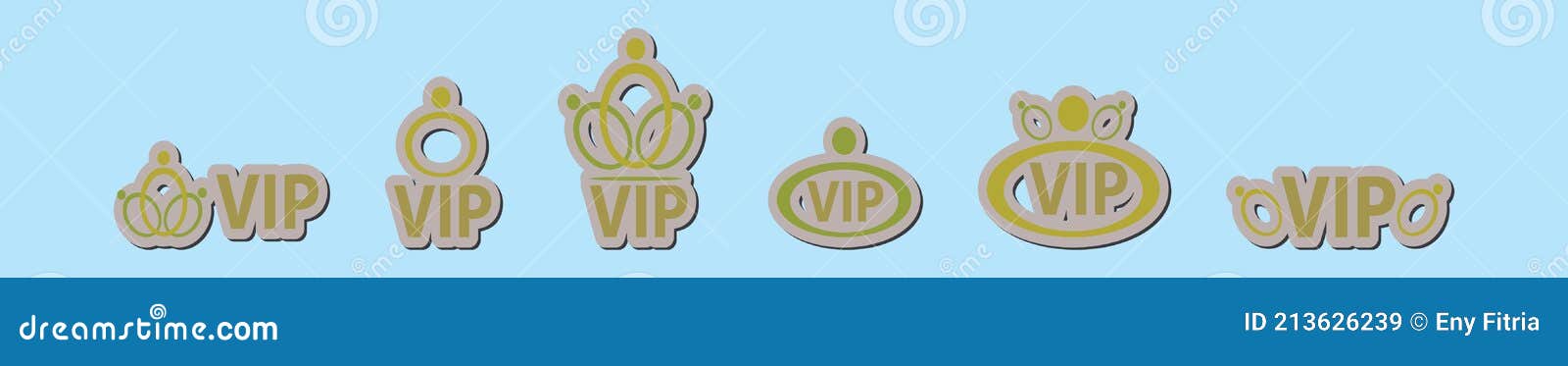 Set of Vip Logo Cartoon Icon Design Template with Various Models ...