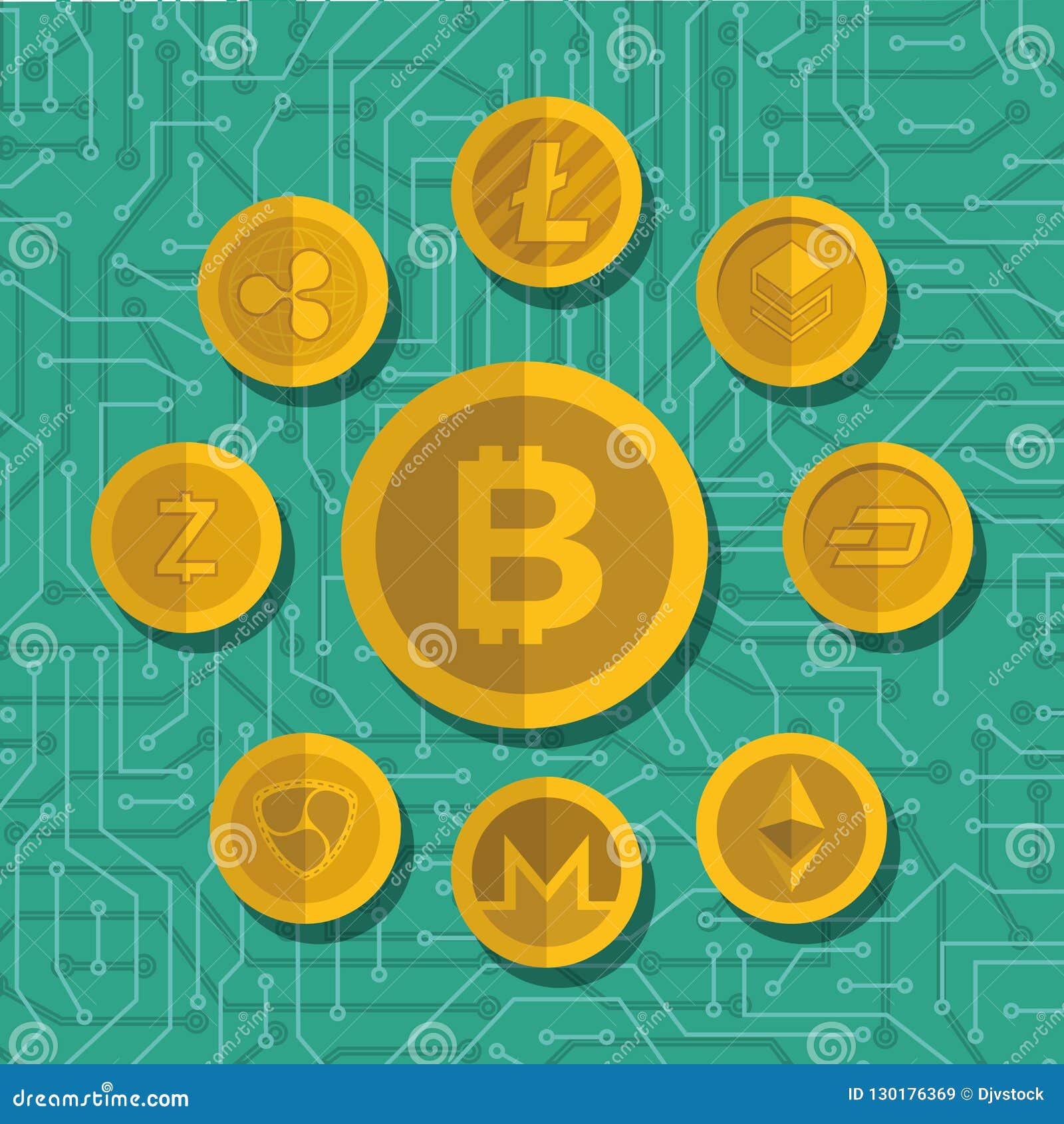 Set of virtual coins icons editorial stock image. Illustration of ...