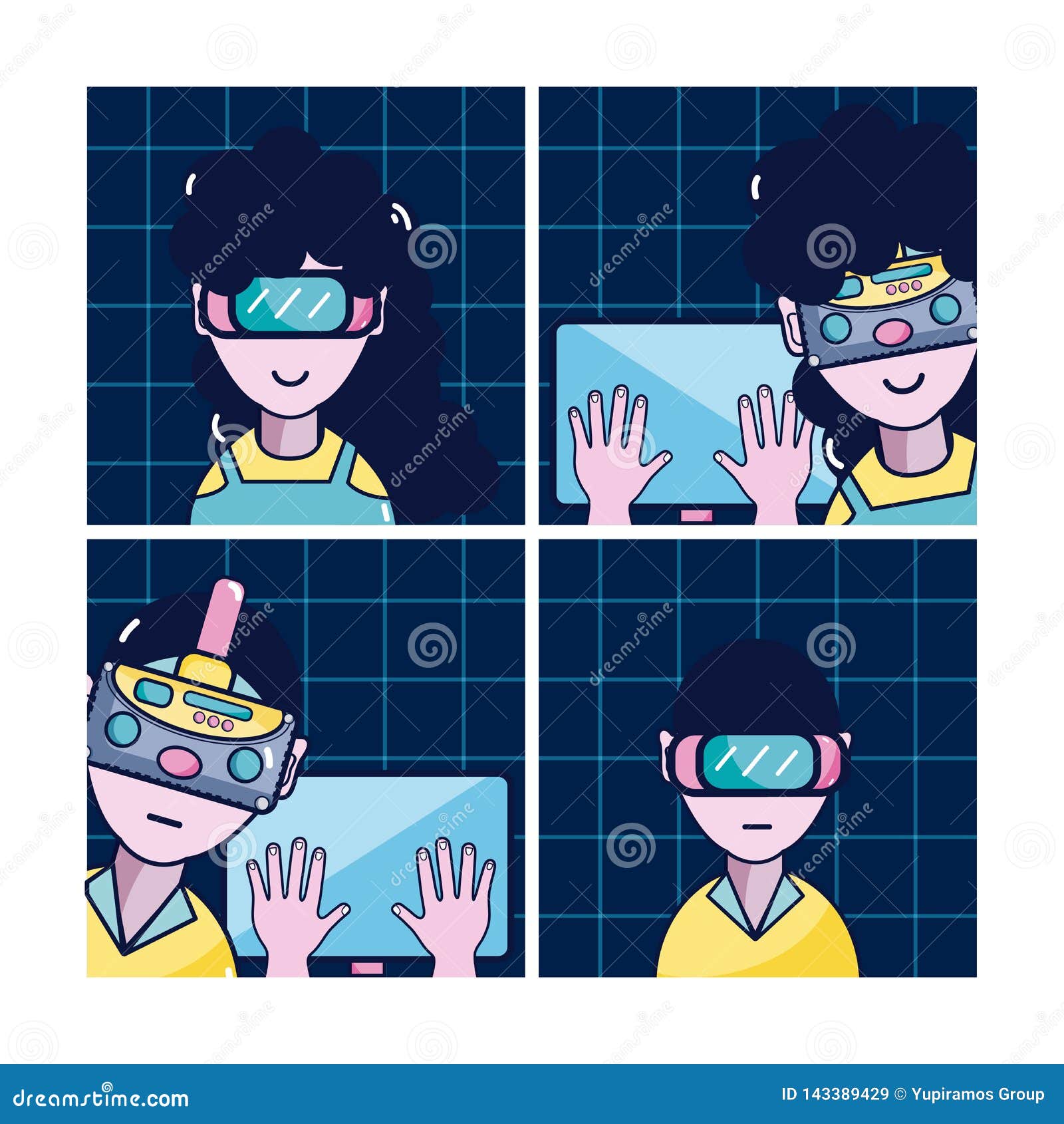 Set of Virtual Reality Cartoons Stock Vector - Illustration of modern ... Set of Virtual Reality Cartoons Stock Vector - Illustration of modern ...