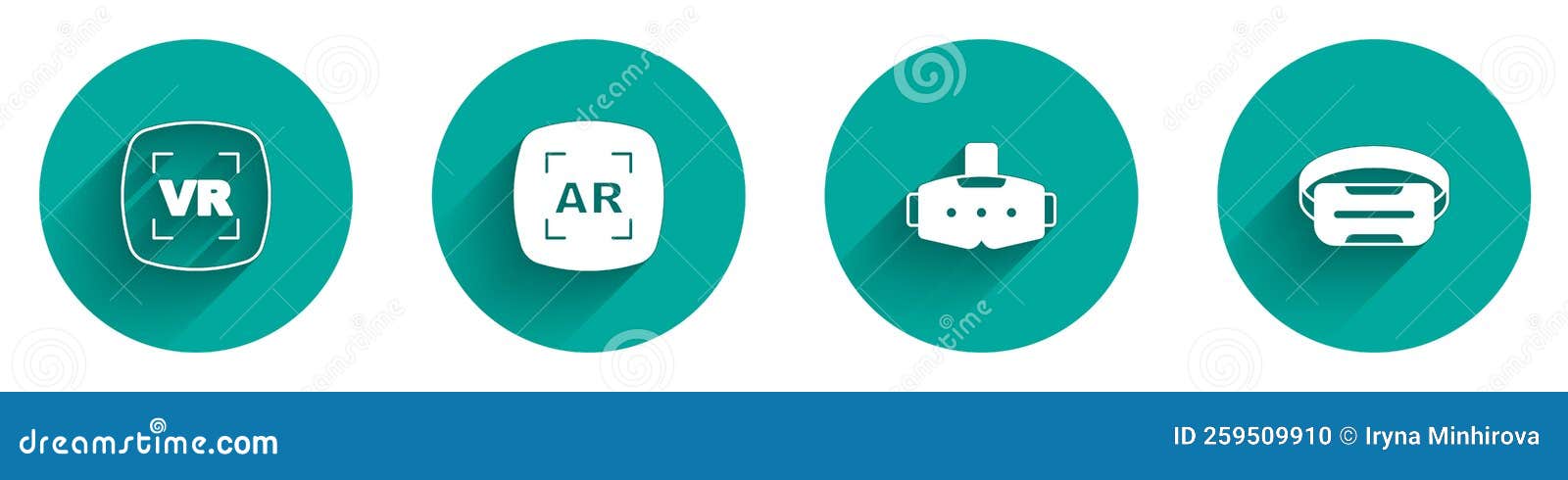 Set Virtual Reality, Augmented AR, Glasses and Icon with Long Shadow ...