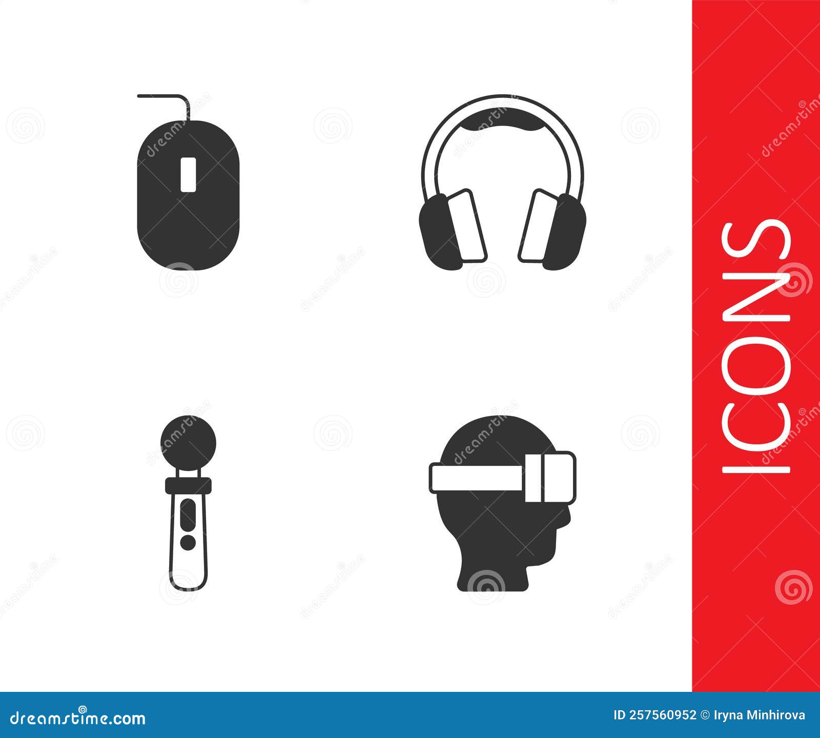 Set Virtual Reality Glasses, Computer Mouse, VR Controller Game and ...