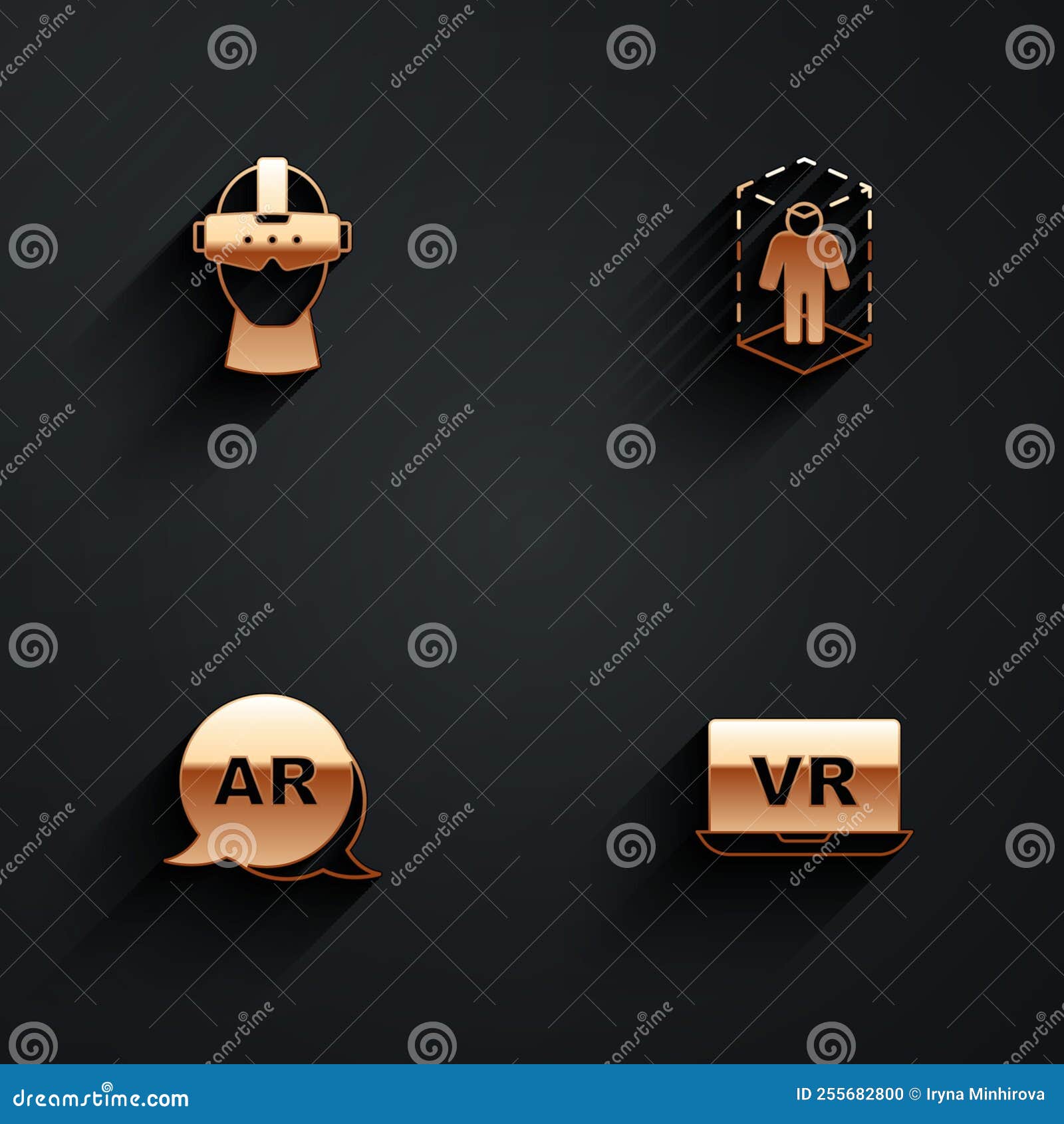 Set Virtual Reality Glasses, 3d Modeling, Augmented AR and Icon with ...