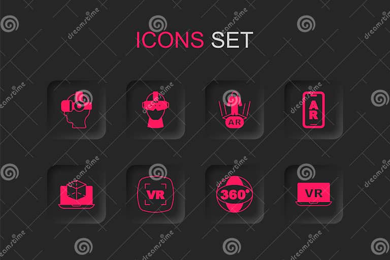 Set Virtual Reality, Glasses, 360 Degree View, Augmented AR, and 3d ...