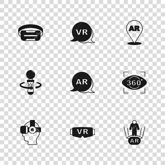 Set Virtual Reality Glasses, 360 Degree View, Augmented AR, and VR ...