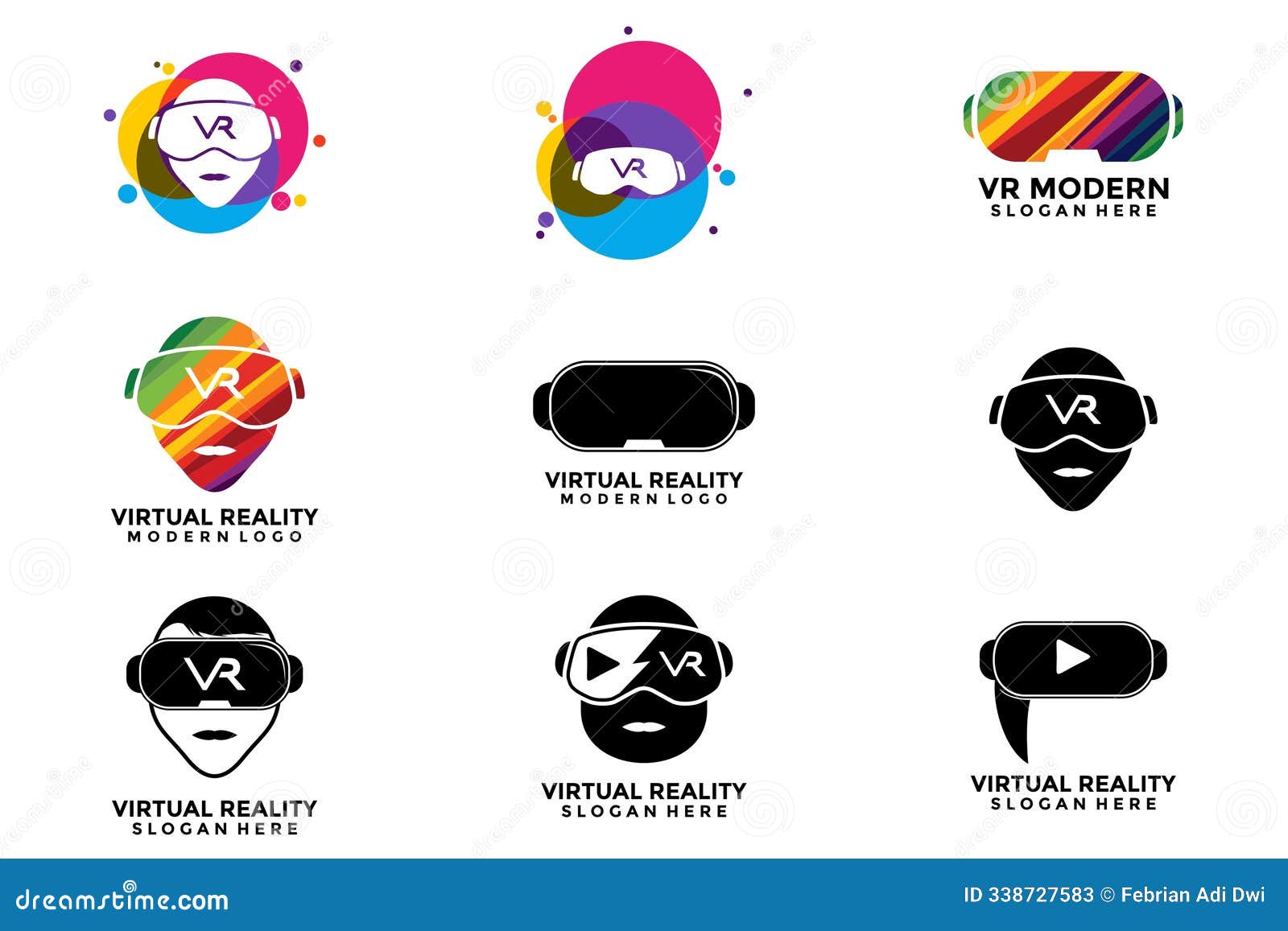 Set of Virtual Reality Logo Icon, VR Logo Design Vector Stock Vector ...