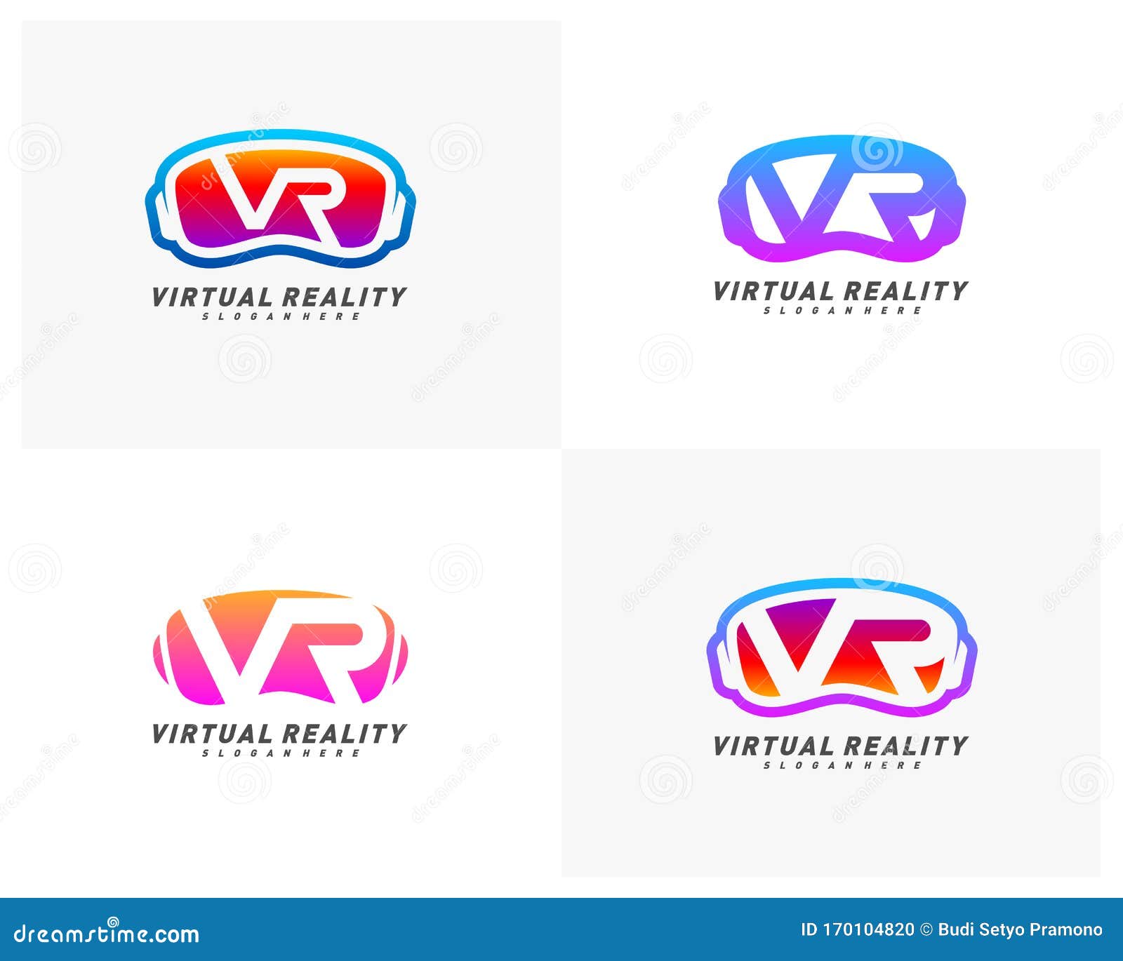 Set of Virtual Reality Logo Template Design Vector, VR Letter Logo ...