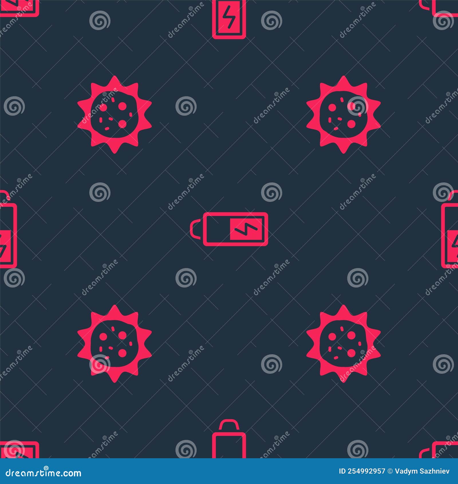 Set Virus and Battery on Seamless Pattern. Vector Stock Vector - Illustration of human ...