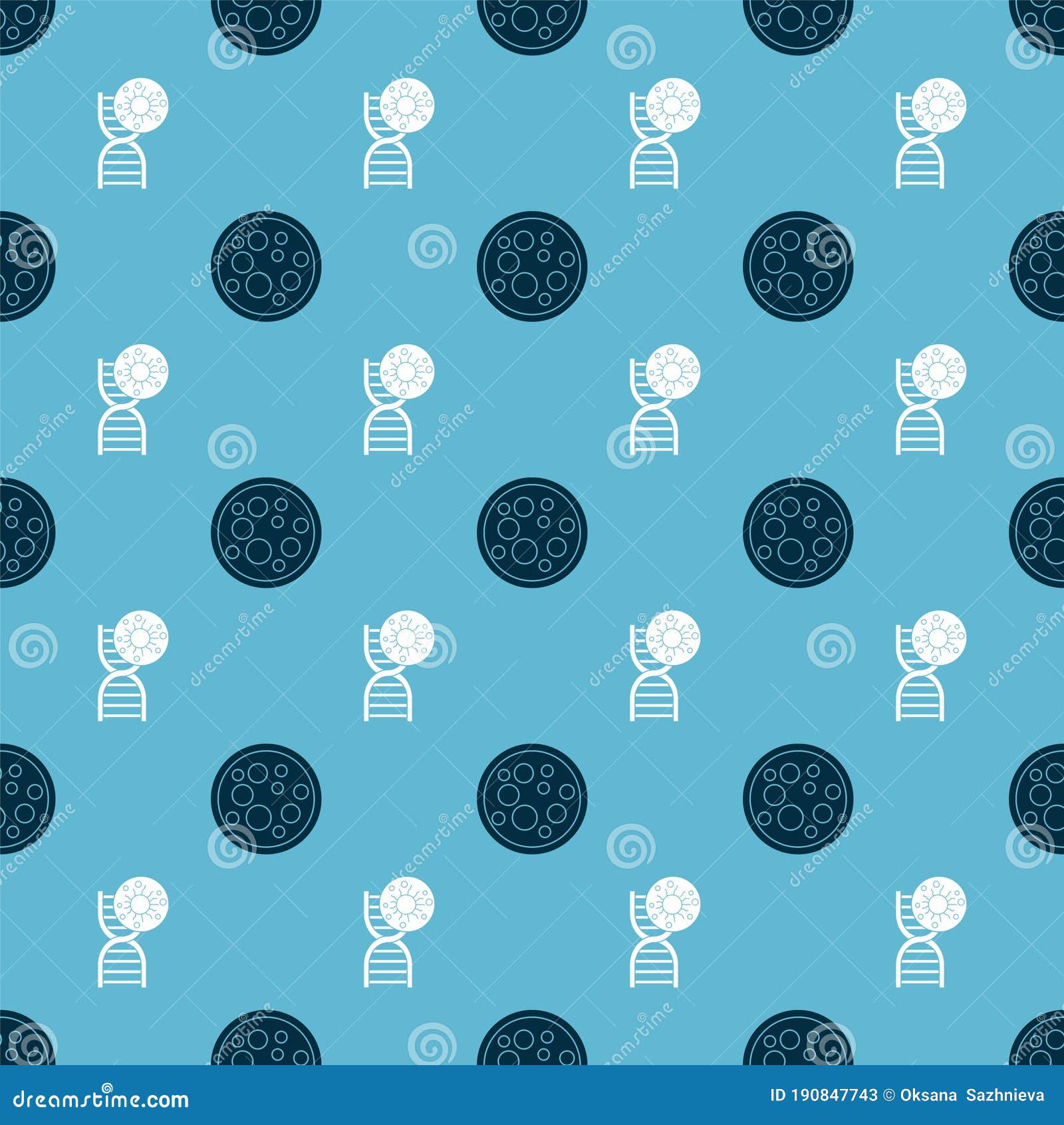 Set Virus and DNA Symbol and Virus on Seamless Pattern. Vector Stock ...