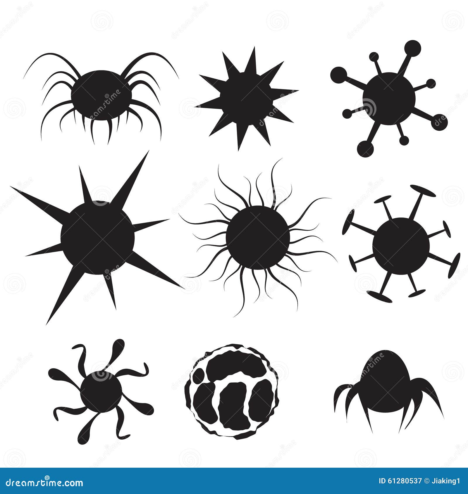 Set of Virus Flat Icon. Bacteria, Disease and Cancer Cell Stock Vector ...