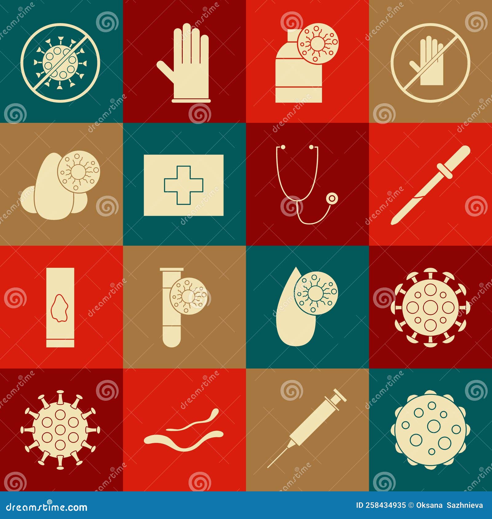 Set Virus, Pipette, Bottle with Virus, First Aid Kit, Runny Nose and ...