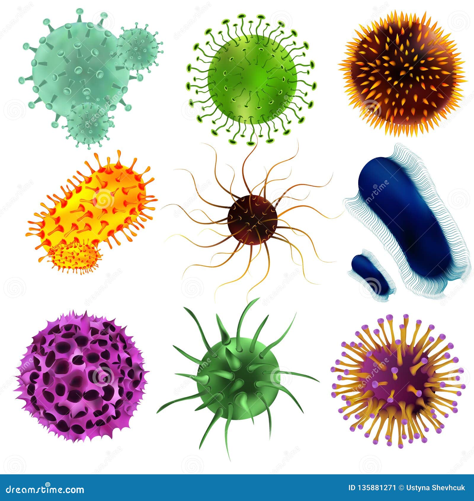 Set of Viruses and Bacteria Isolated Against a Blom Background. Viruses ...