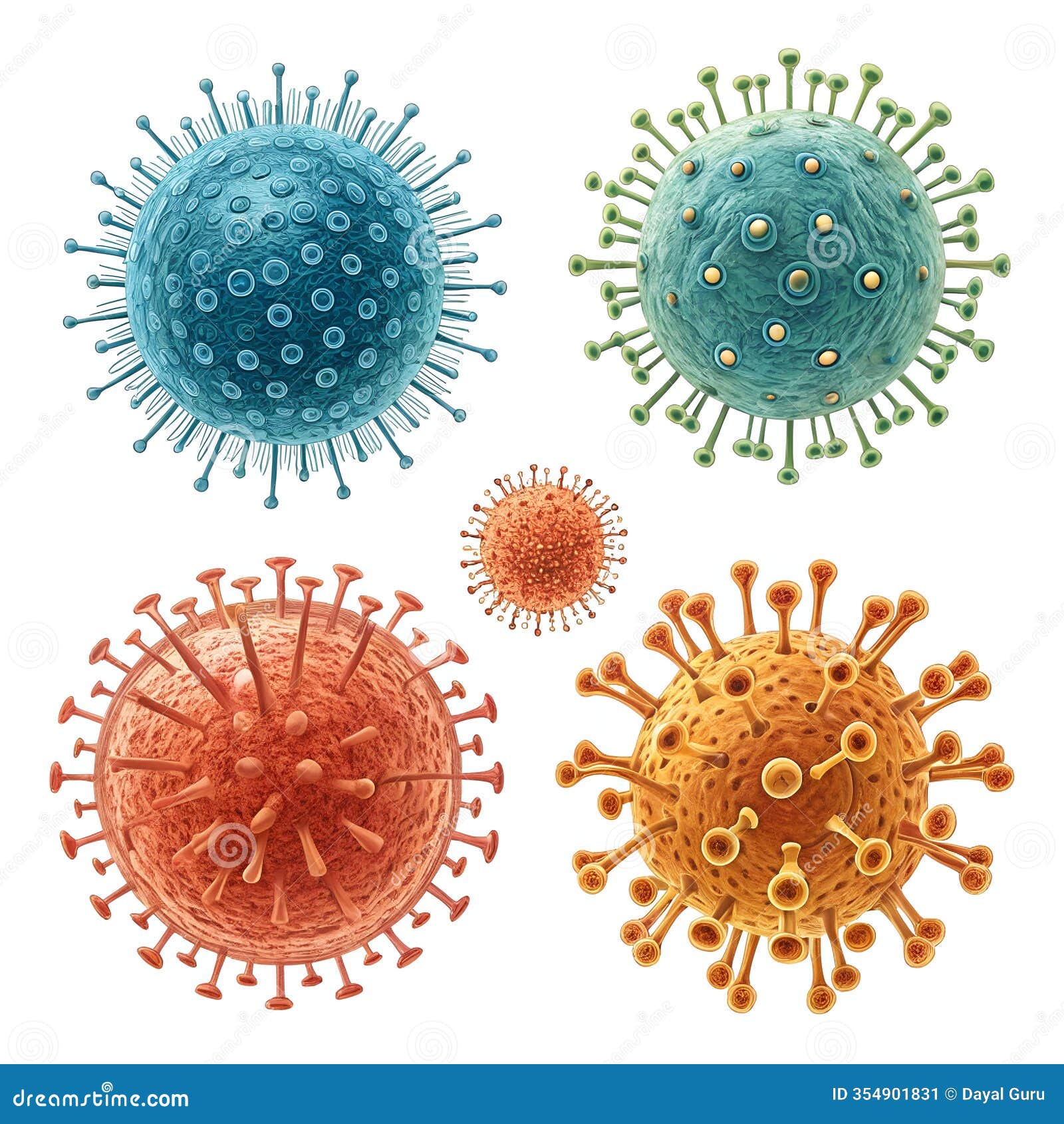 Set of Viruses Isolated on Transparent Background Stock Illustration ...