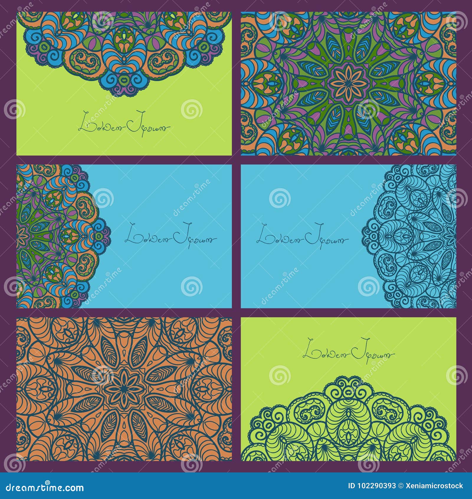 Set of Visiting Cards. Business Cards with Circular Pattern Stock ...