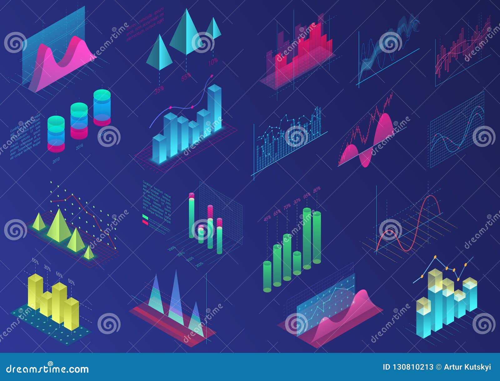 Set of Vivid Colorful Infographic Elements for Ui Design, Presentation ...