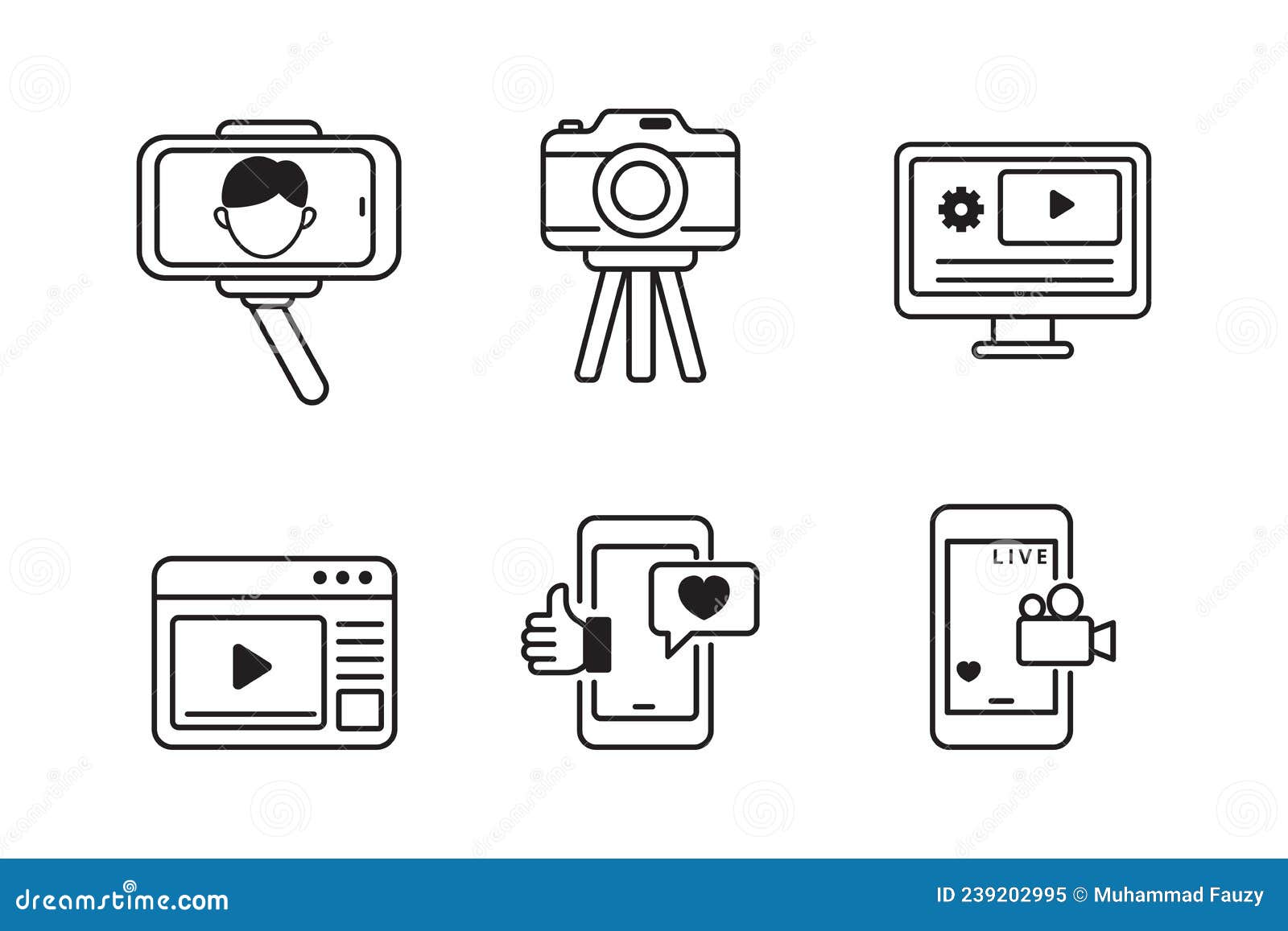 Set of Vlog Icon in Black Design Stock Vector - Illustration of element ...