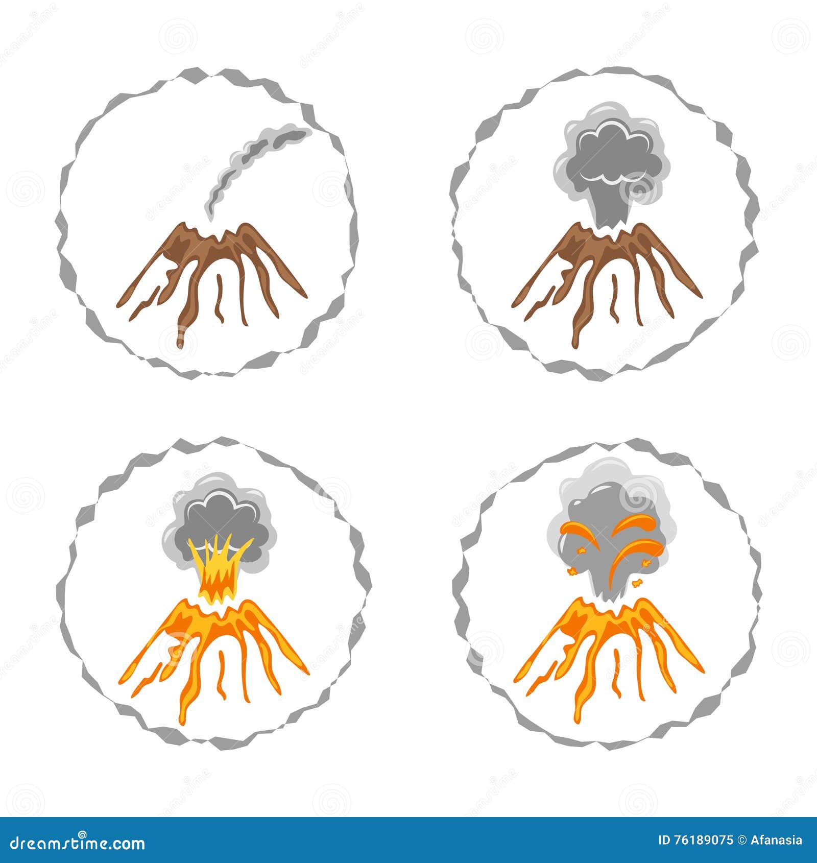 Set of Volcano Logos Isolated on White. Stock Vector - Illustration of ...