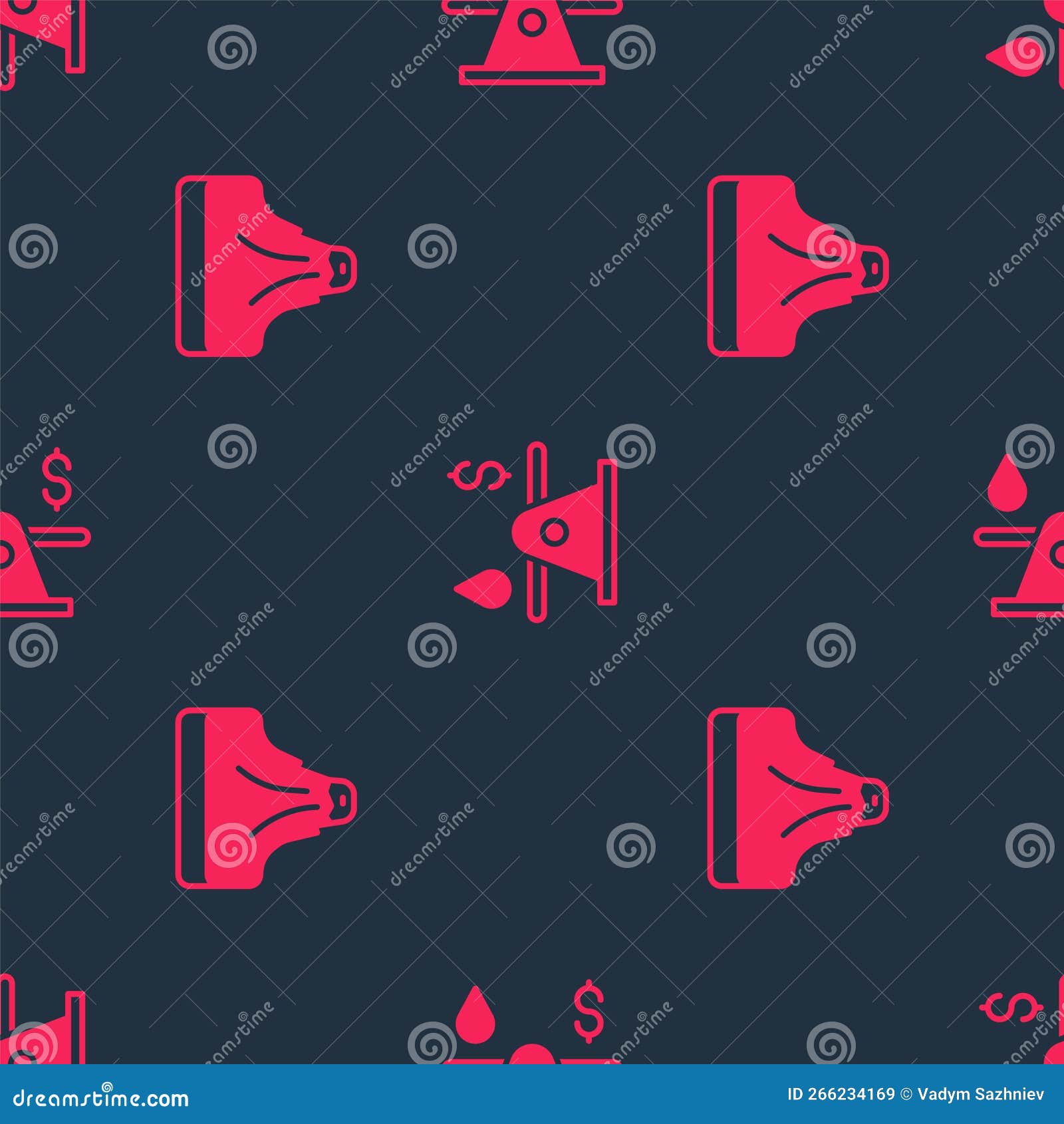 Set Volcano and Oil Money on Seamless Pattern. Vector Stock Vector ...