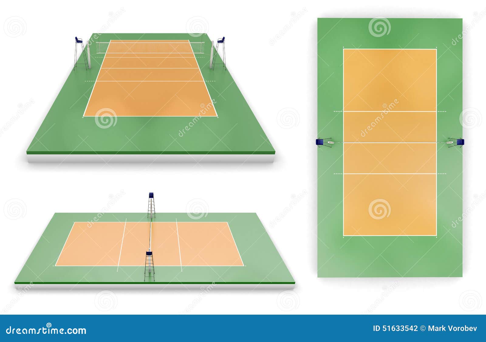 Set of Volleyball Areas with Different View Stock Illustration ...