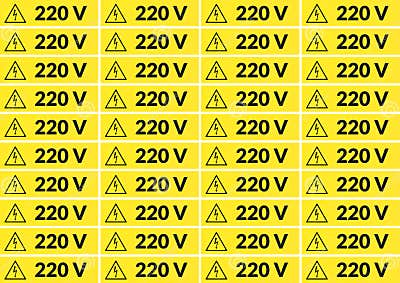 Set of 220 volt stickers stock vector. Illustration of lightning ...