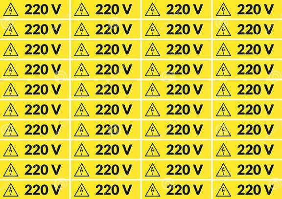Set of 220 volt stickers stock vector. Illustration of lightning ...