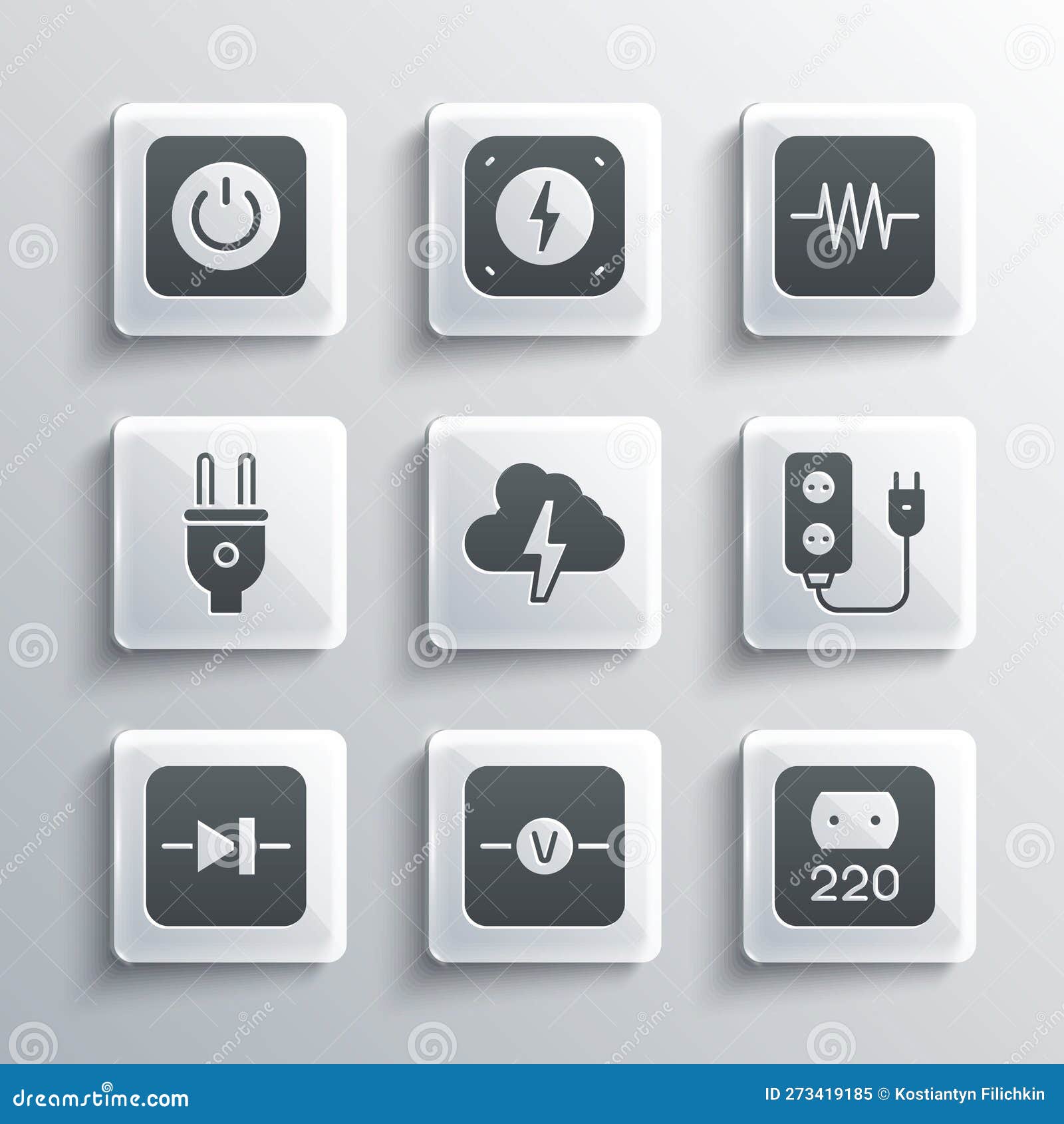 Set Voltmeter, Electrical Outlet, Extension, Cloud and Lightning, Diode ...