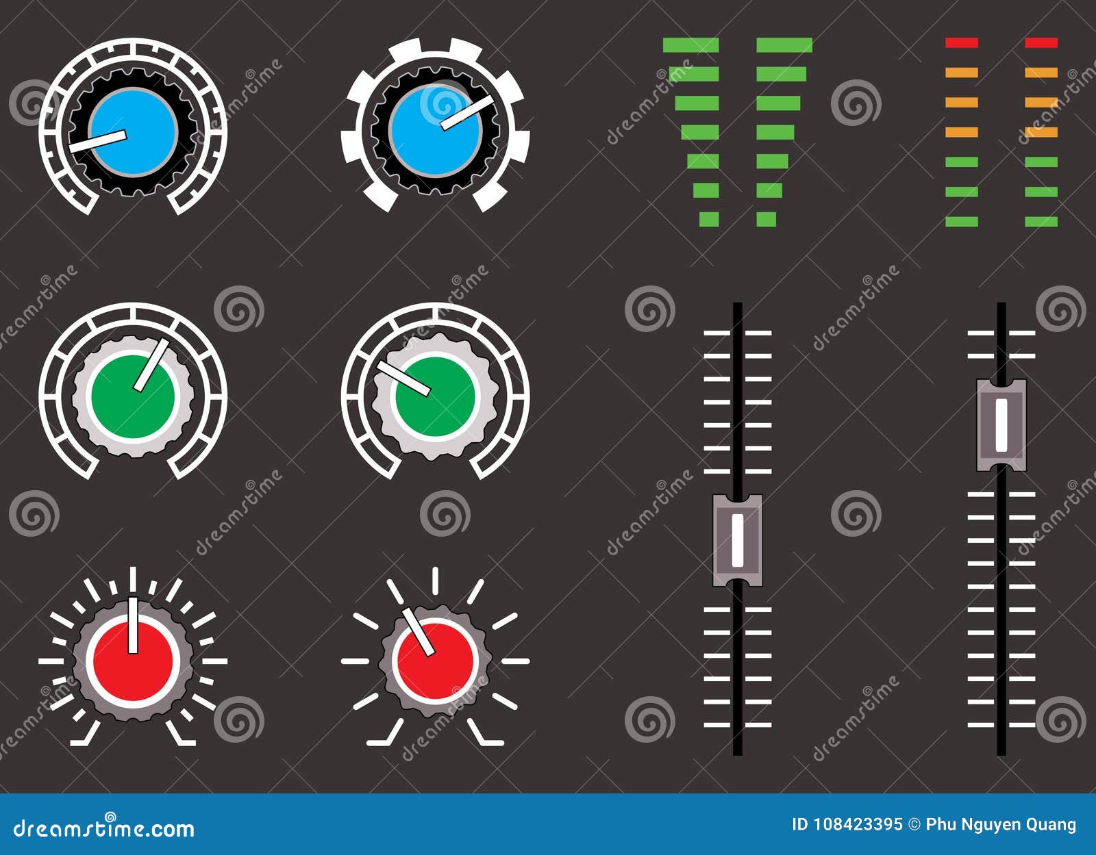 Set of Volume Control Symbol Vector Set on Black Background Stock ...