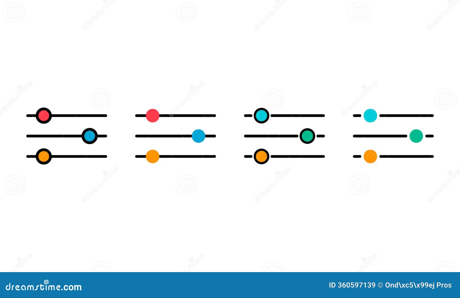 Set of Volume Mixer Icon, Filter Sound Symbol Button, Switch Sign ...