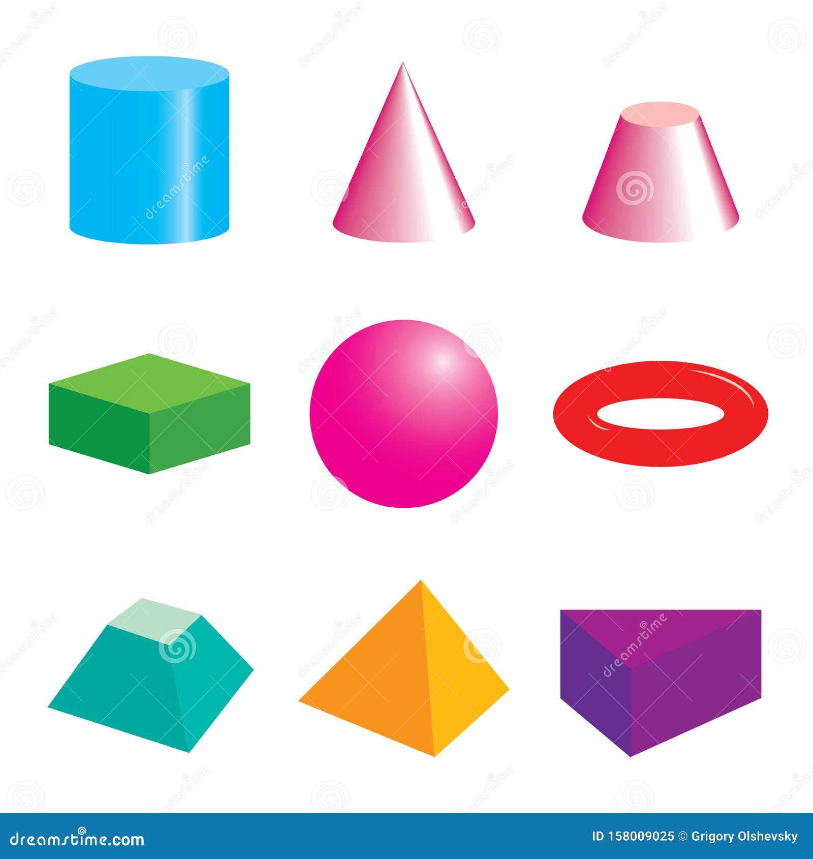 Set Of Basic Volumetric Geometric Shapes. Drawings And Sketches With ...