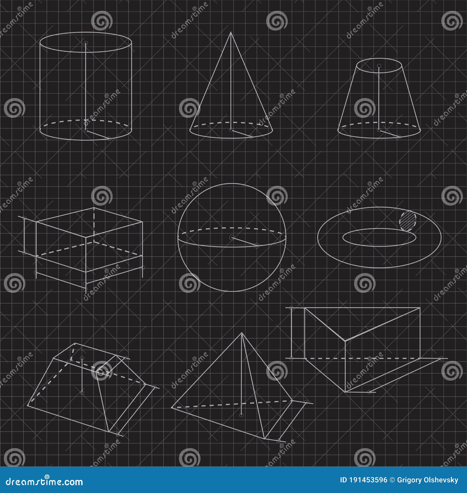 Set of of Volumetric Geometrical Shapes Contours Stock Vector ...