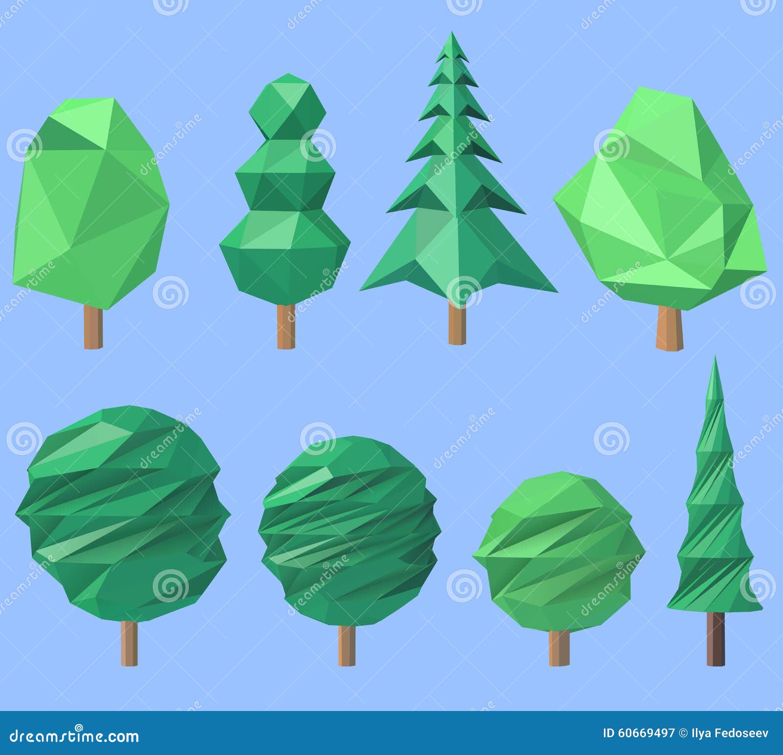 Set of Volumetric Polygonal Trees Stock Vector - Illustration of season ...