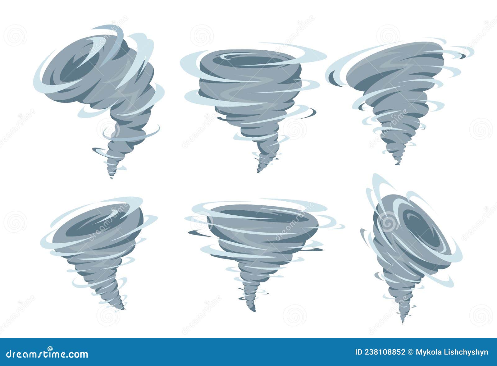 Set of Vortex from Different Formy on White Background. Vector Tornado ...
