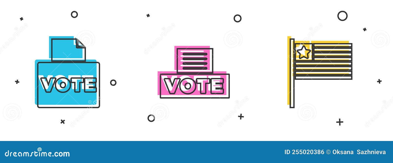 Set Vote Box, and American Flag Icon. Vector Stock Vector ...