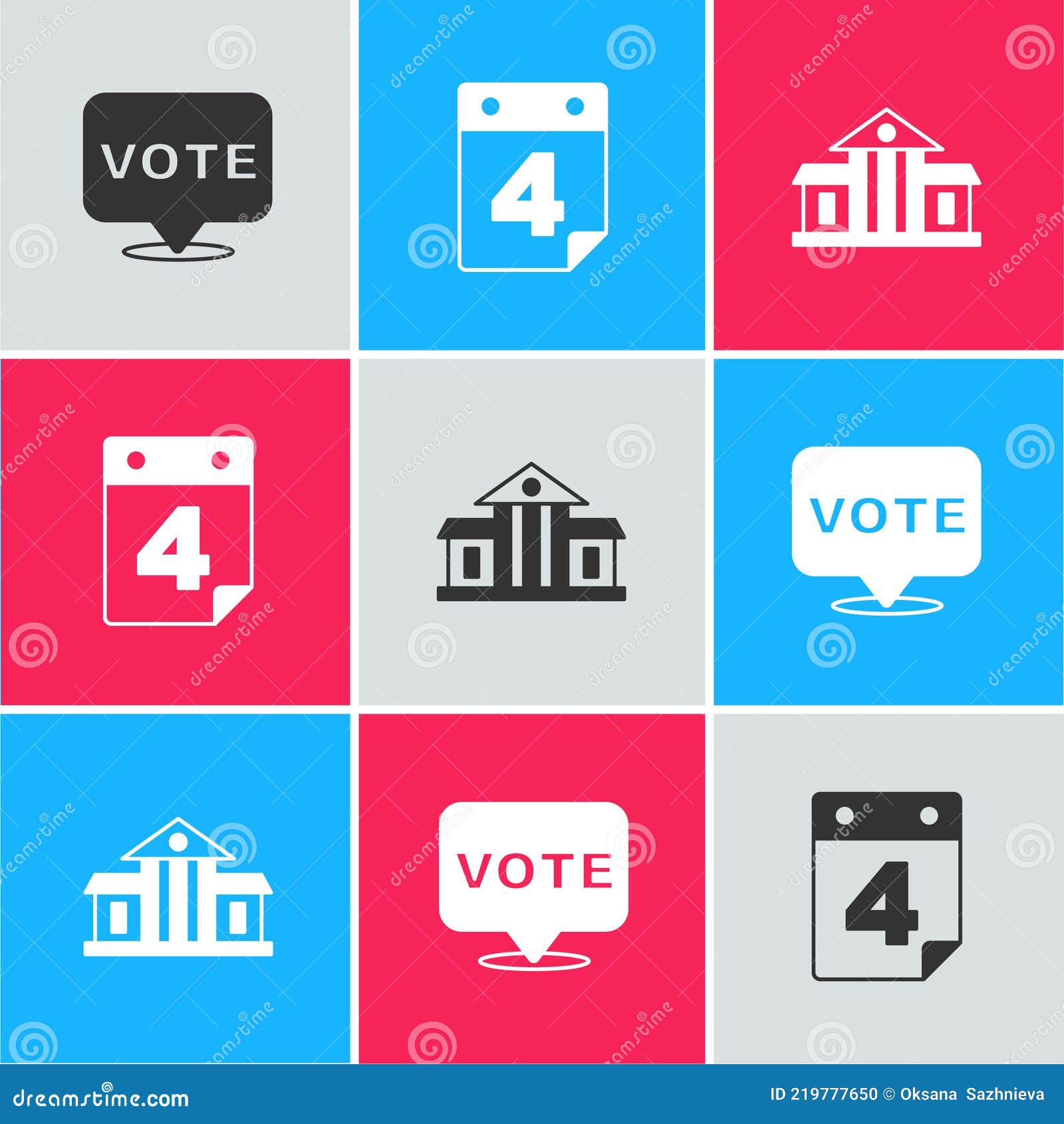 Set Vote, Calendar with Date July 4 and White House Icon. Vector Stock ...
