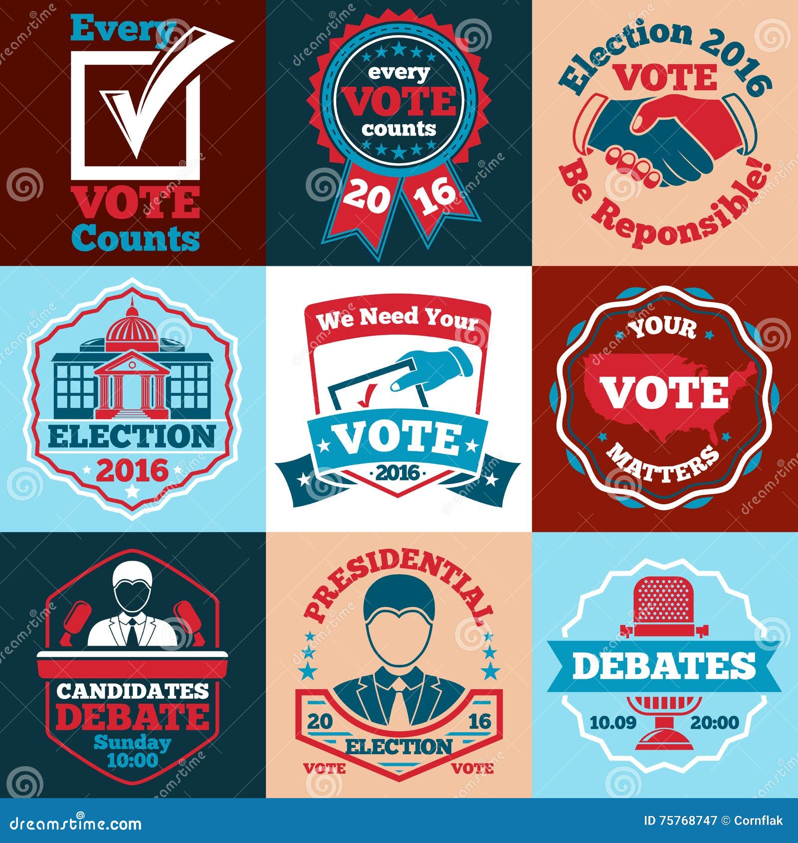 Set of Vote Vector Labels, Badges for Elections Etc. Stock Vector ...