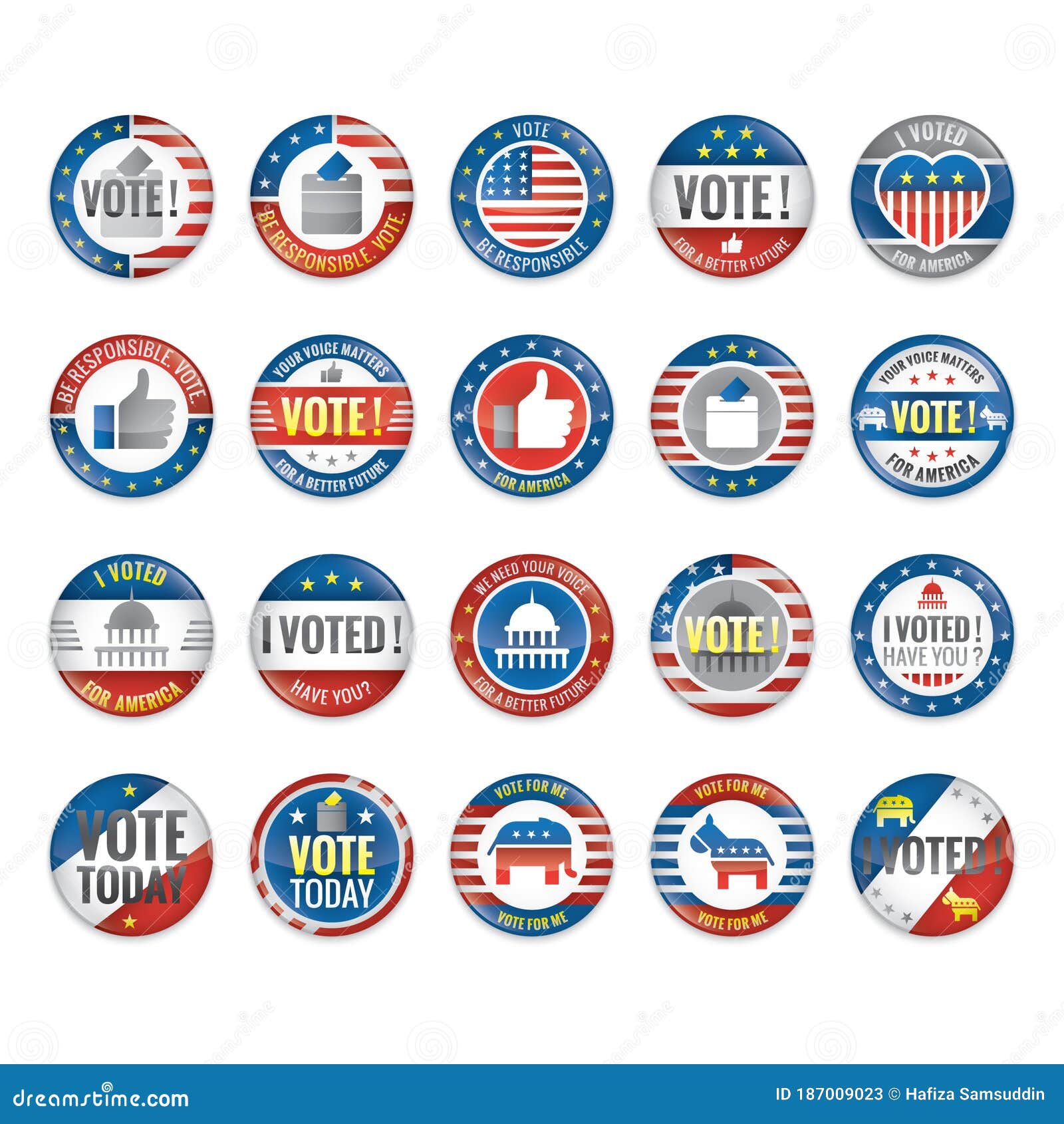 Set of Voting Badges. Vector Illustration Decorative Design Editorial ...