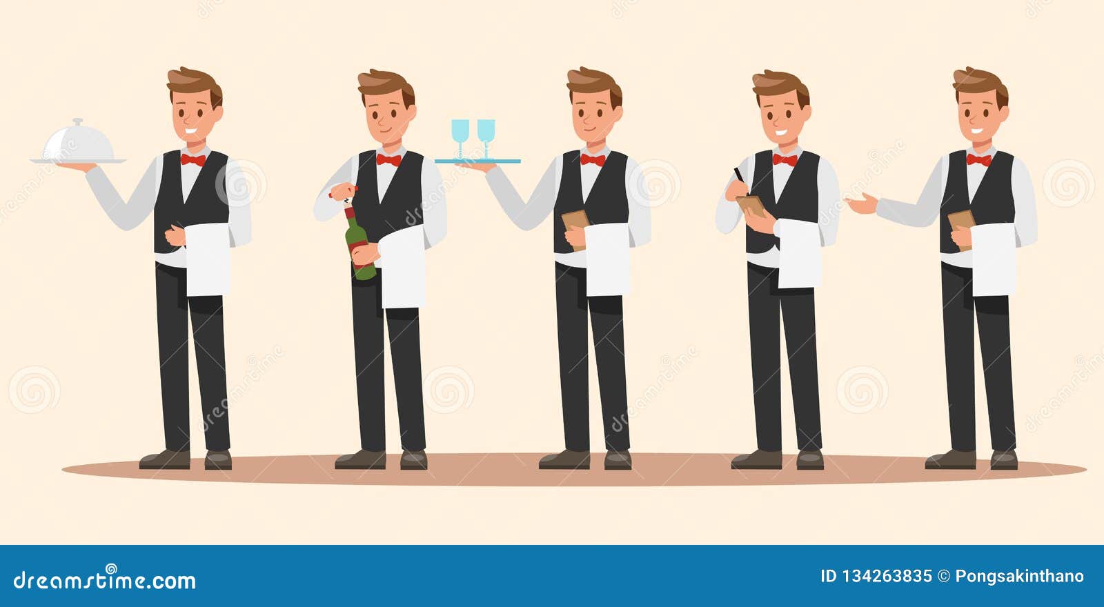 Set of Waiter Character Design. Vector Design Stock Vector ...