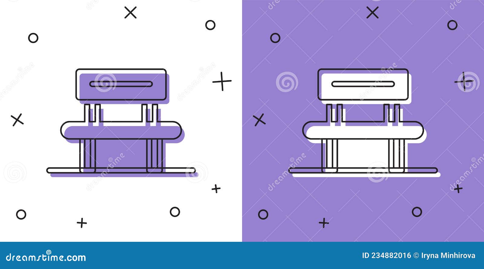 Set Waiting Hall Icon Isolated on White and Purple Background. Vector ...