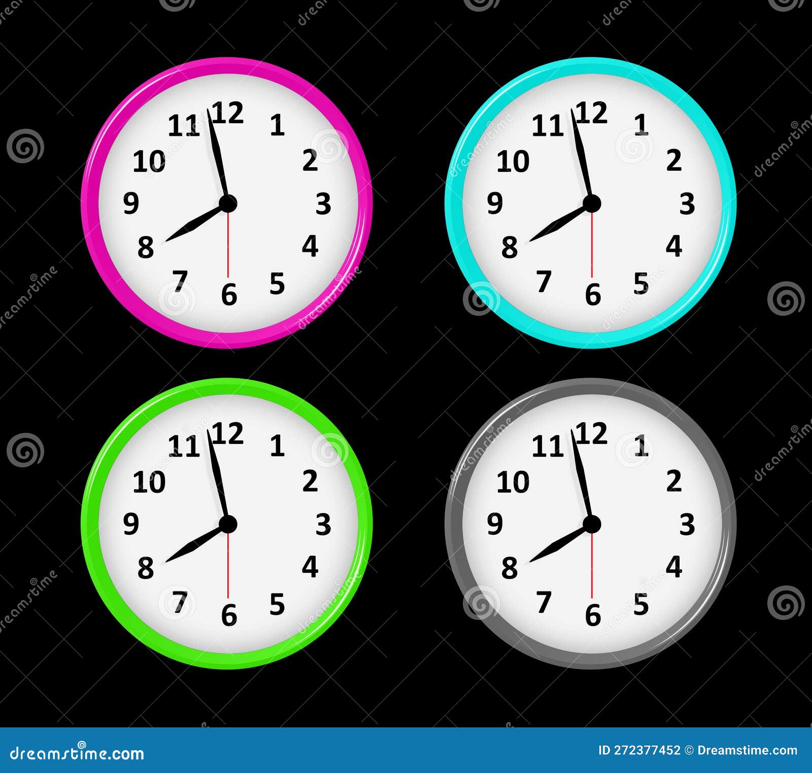 Set of wall clock stock illustration. Illustration of background ...