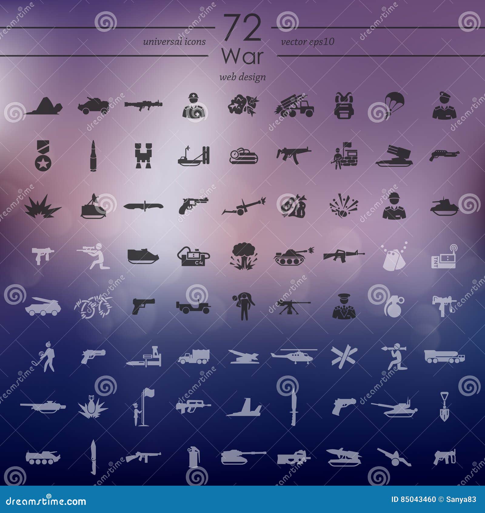 Set of war icons stock vector. Illustration of blurred - 85043460