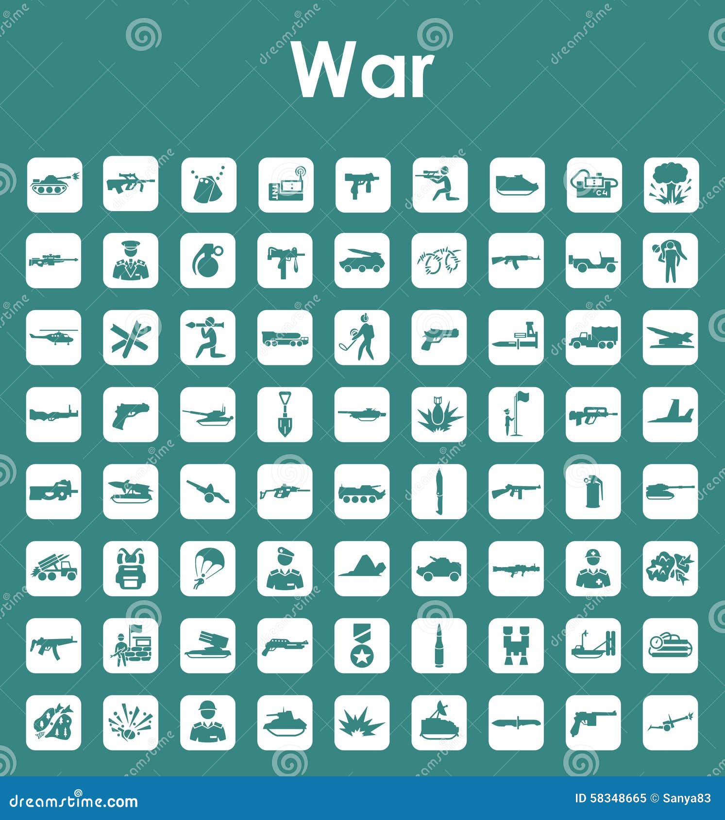 Set of war simple icons stock vector. Illustration of army - 58348665