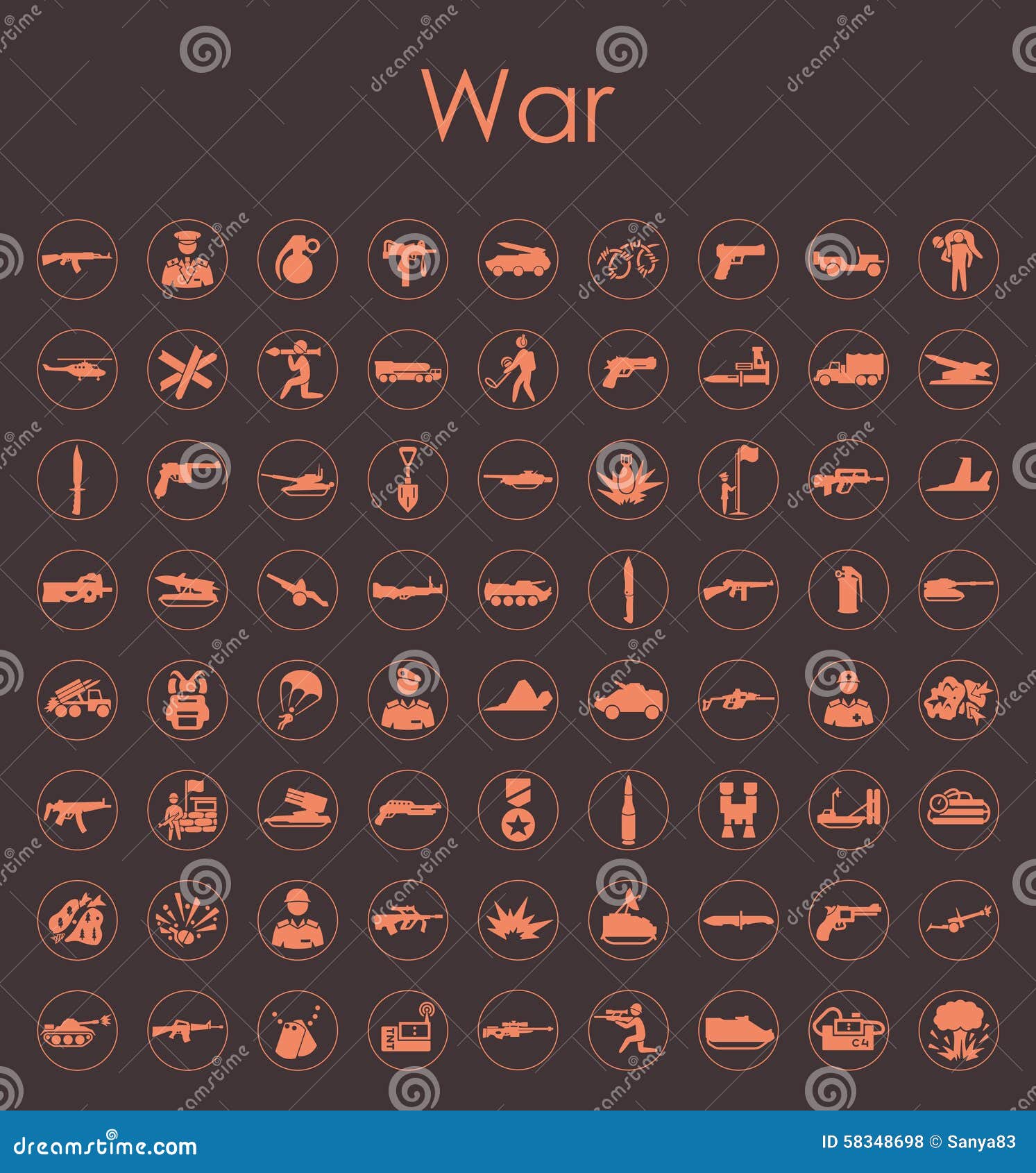Set of war simple icons stock vector. Illustration of combat - 58348698