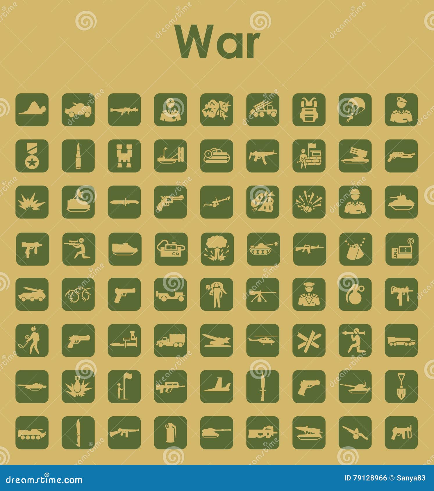 Set of war simple icons stock vector. Illustration of design - 79128966