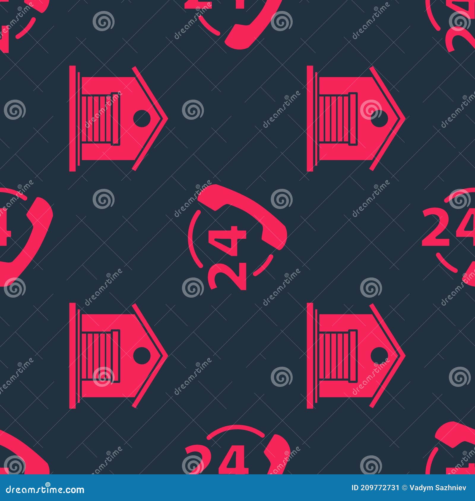 Set Warehouse and Telephone 24 Hours Support on Seamless Pattern ...